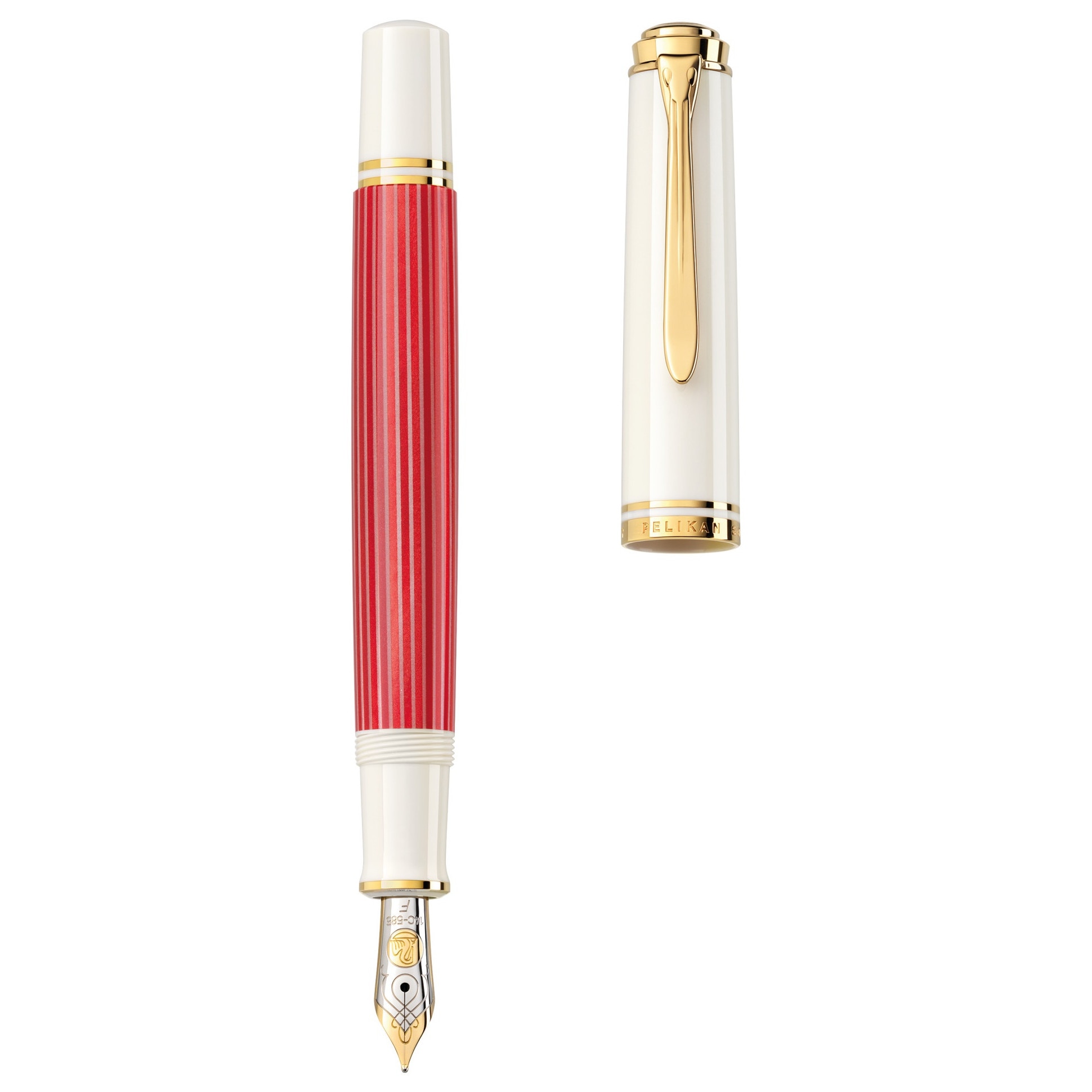 Stilou Souveran M600 Editie Speciala Red-white, Penita F Aur 14k ...