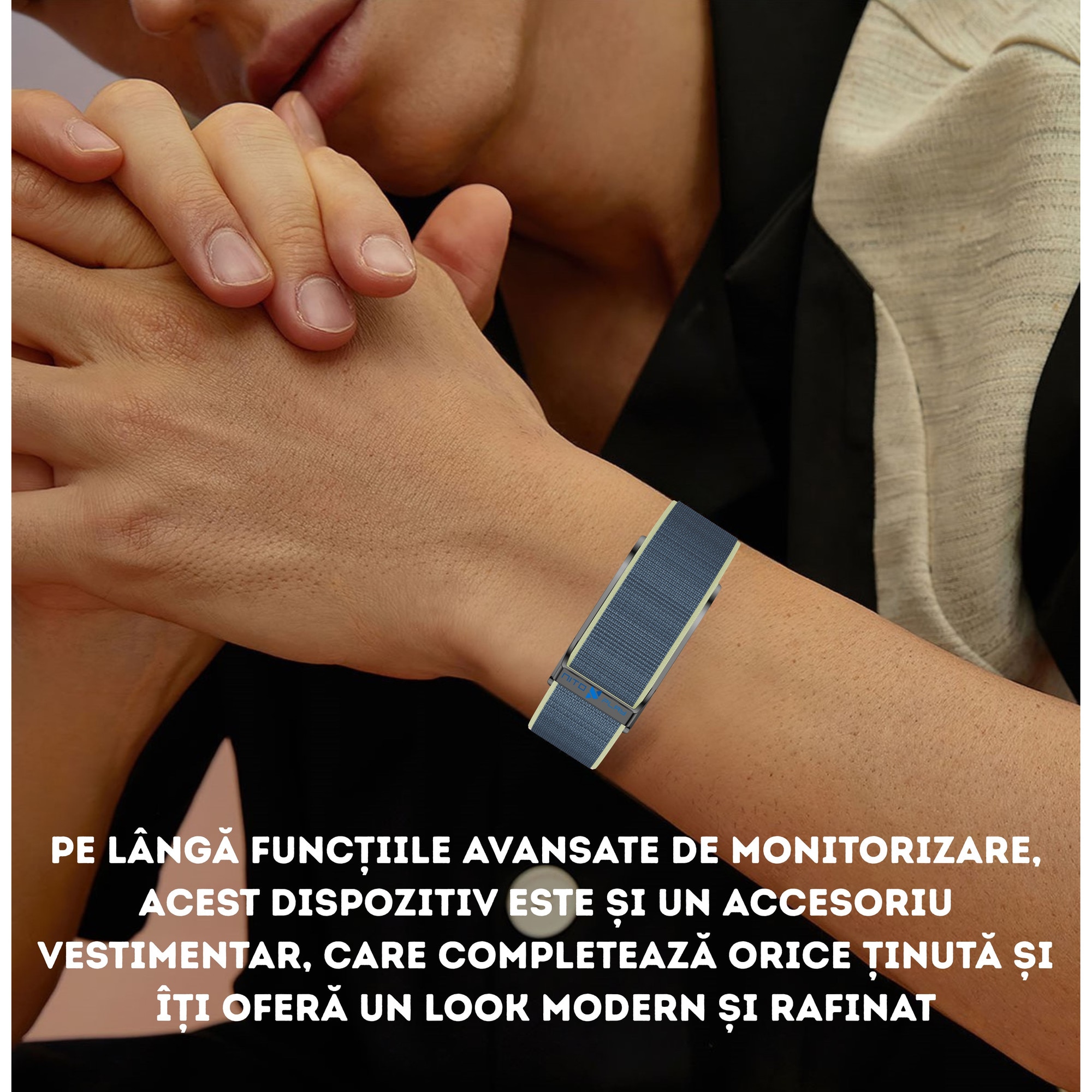 Bratara Smart Fitness Inteligenta Nitoplay®, 2 Curele Blue, Bluetooth, GPS, Android/iOS, Meniu ...