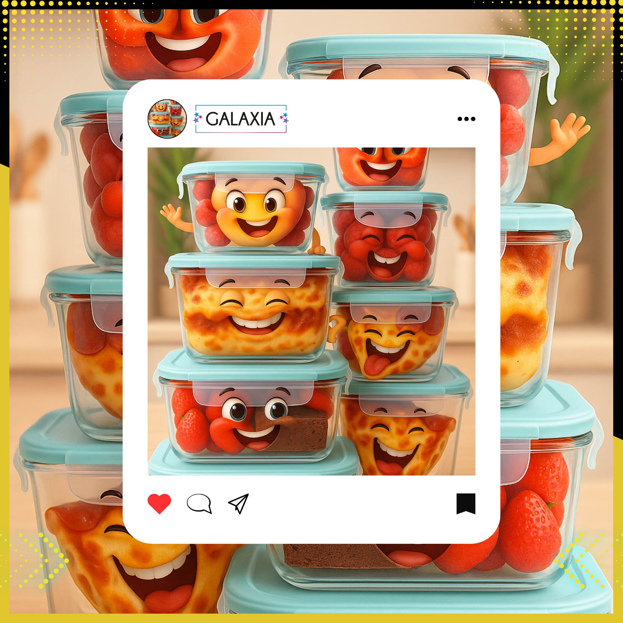 Set caserole 8 compartimentate din sticla, Cutii alimentare GALAXIA ...