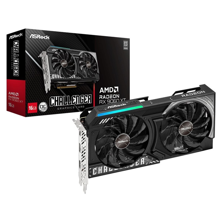 Placa video ASRock RX9060 XT Challenger 16GB, GDDR6, 128bit, RGB ...
