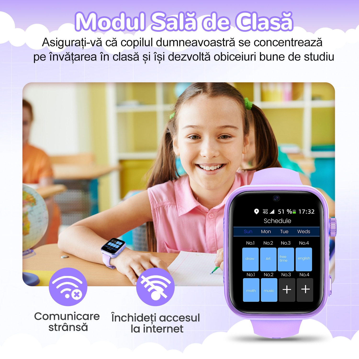 Ceas smartwatch copii 4G GPS FOSMET®, Ecran HD de 1, 83 inchi, WiFi ...