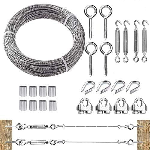 Kit de cablu din inox 15m, 3mm, Rezistenta 170 kg, cu accesorii pentru ...