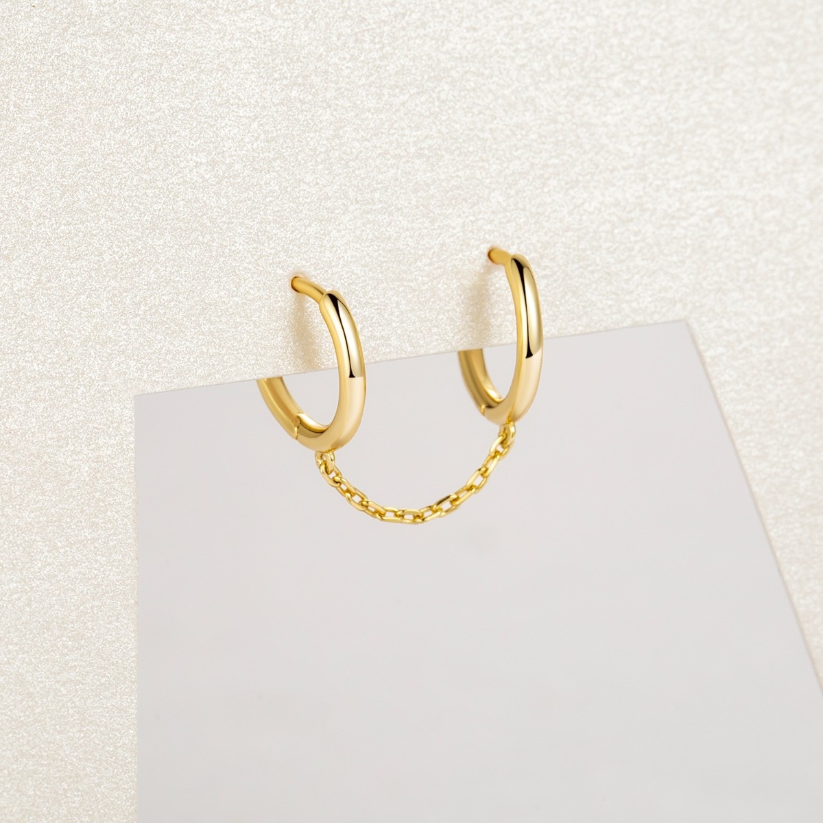 Cercei aur rotunzi 14k cu lant modern cercei aur dama minimal 14k ...