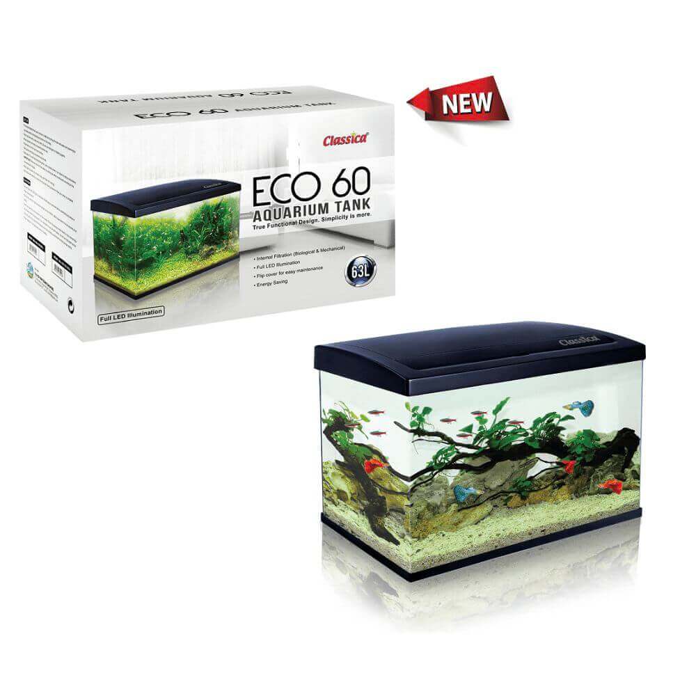 Acvariu pesti Classica Eco 60 Tank, 63 litri, acvariu full LED, cu ...