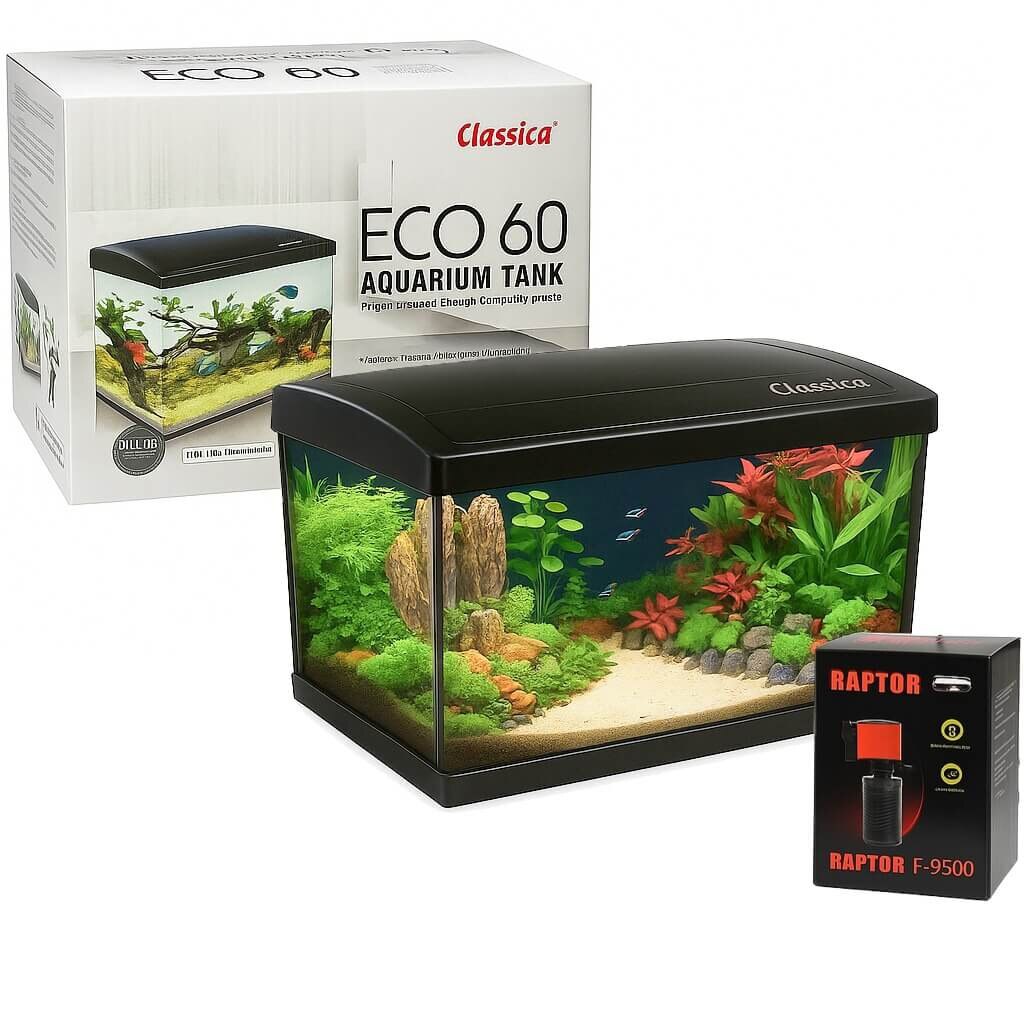 Acvariu pesti Classica Eco 60 Tank, 63 litri, acvariu full LED, cu ...
