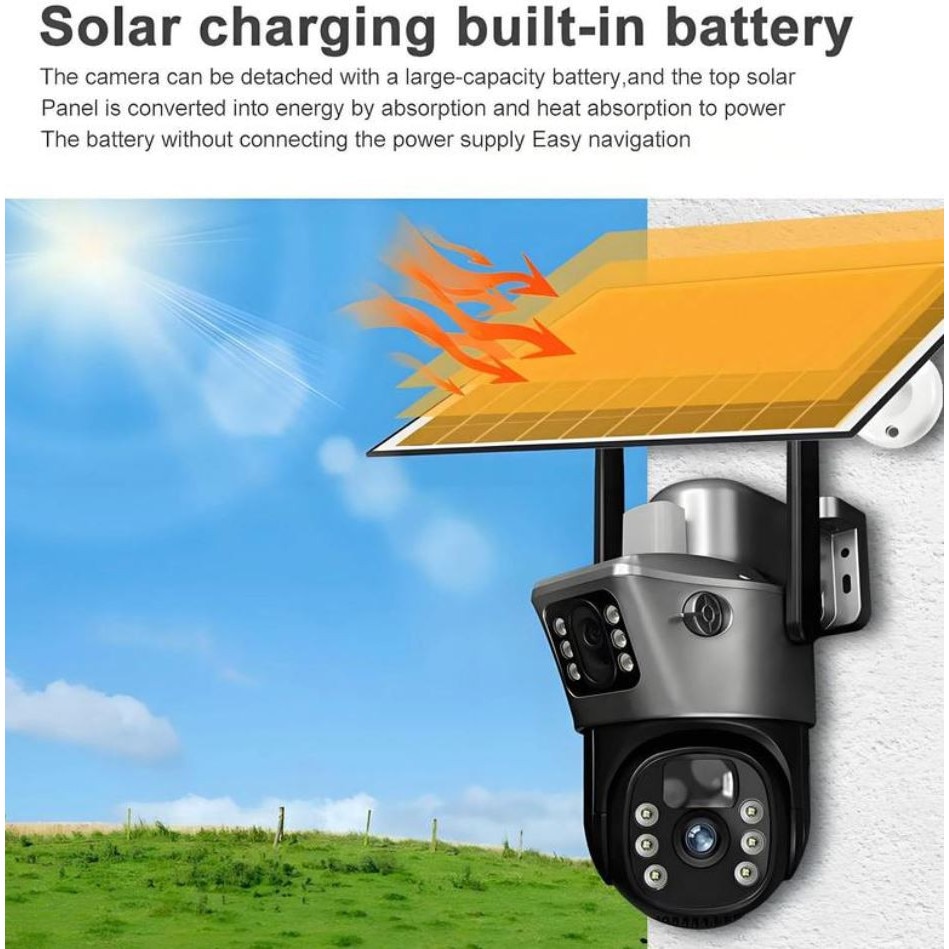 Camera Solara Smart AI V380 Pro Supraveghere Video 4G SIM Panou Solar Maxi Dual Lens 4k 8MP ...