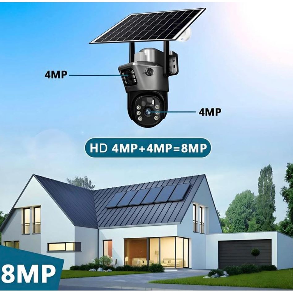 Camera Solara Smart AI V380 Pro Supraveghere Video 4G SIM Panou Solar Maxi Dual Lens 4k 8MP ...