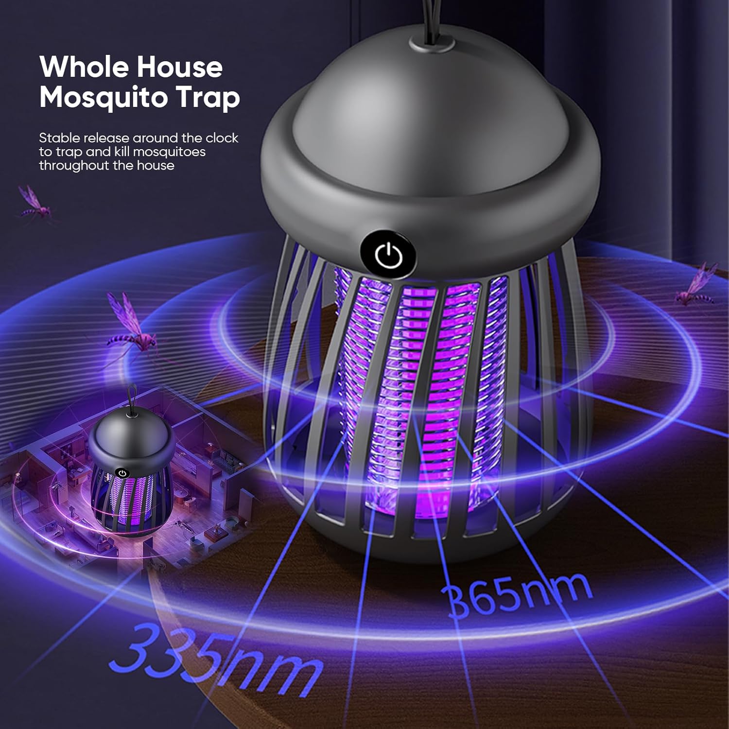 Lampa anti insecte UV, OEMG®, antitantari, anti molii, 360° radiatie ...