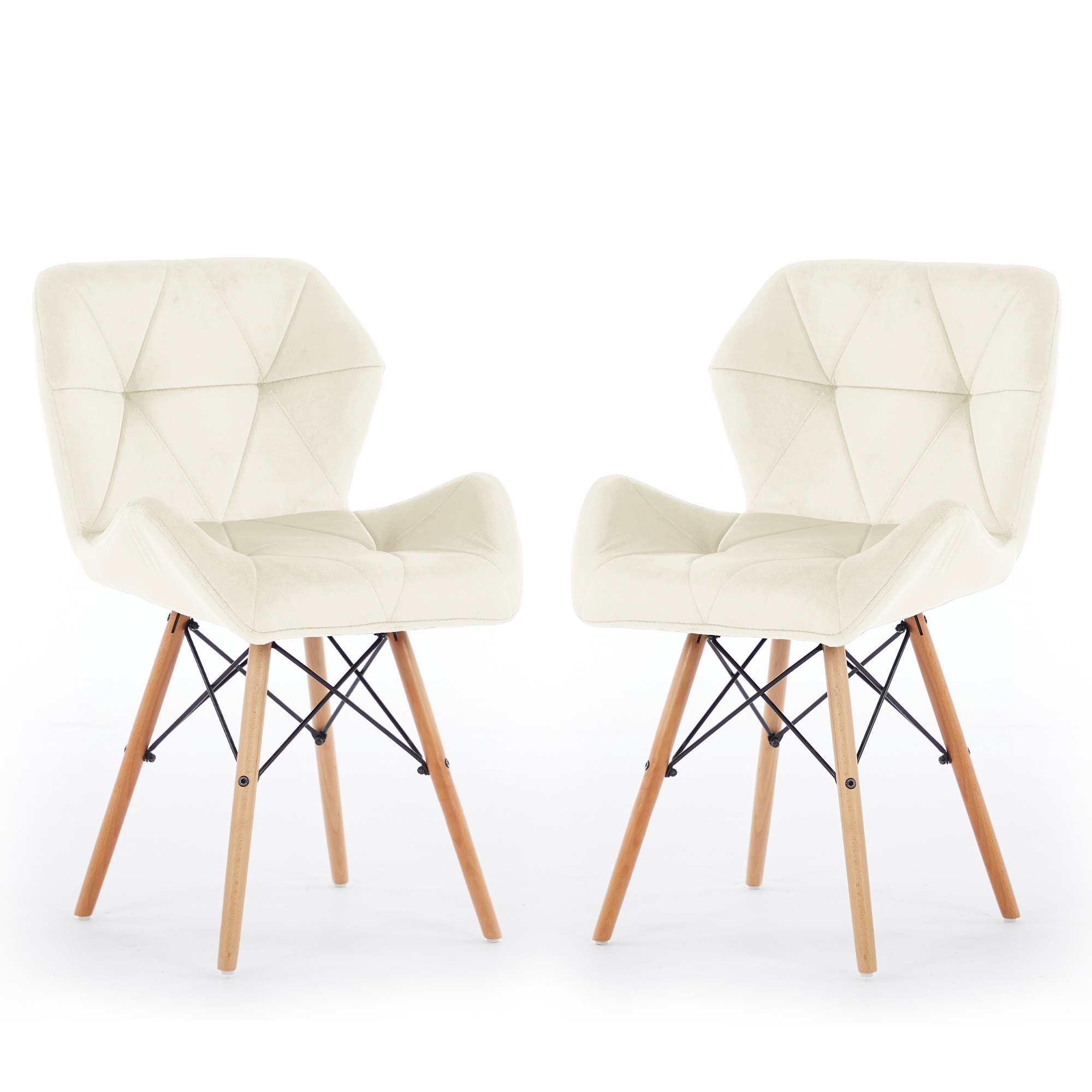 Set 2 scaune de dining Korser, catifea, spatar solid, 55x55x70cm, bej ...