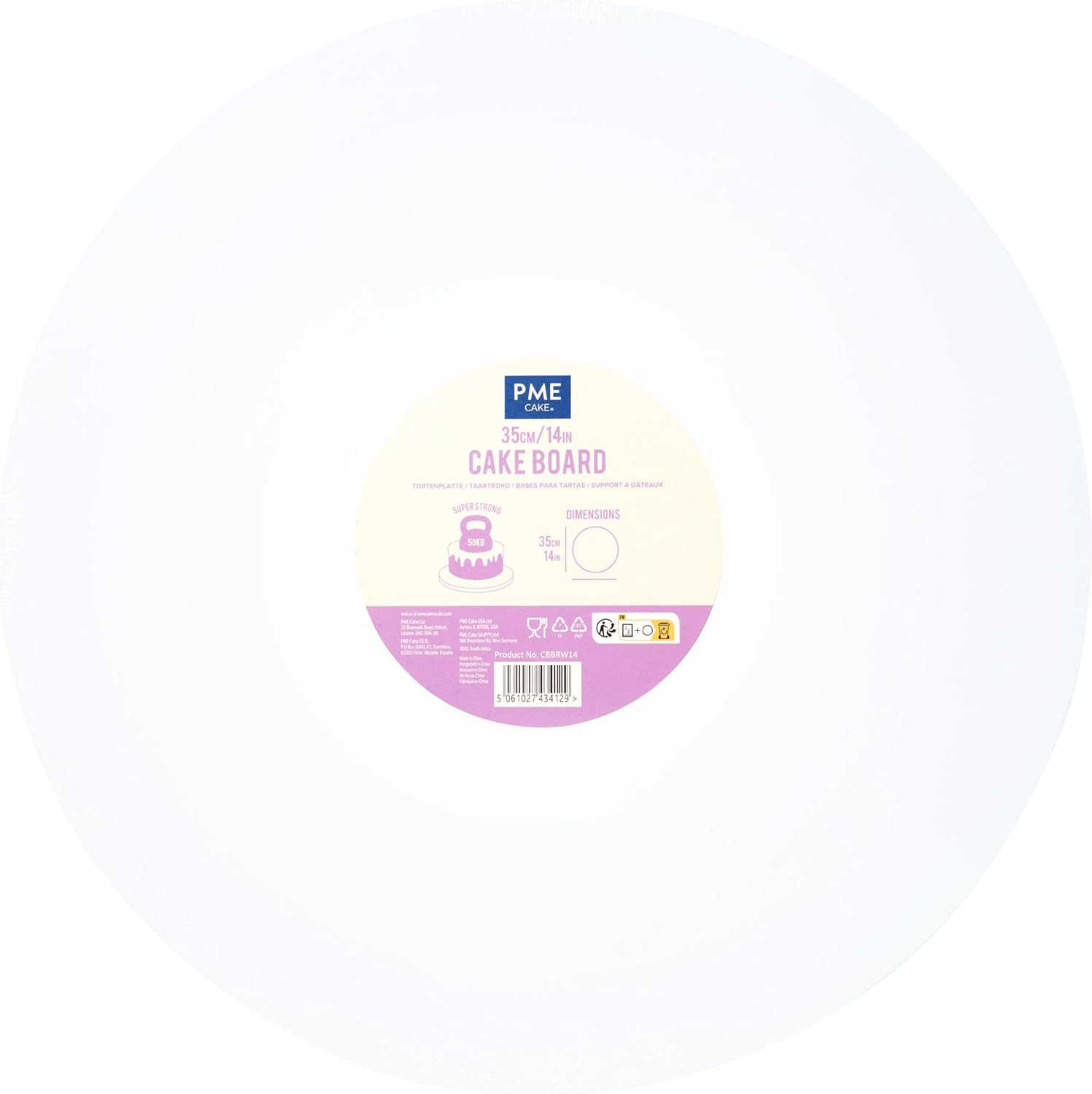 Platforma tort rotunda alba cu banda pe margine, usoara, 25 cm, grosime ...