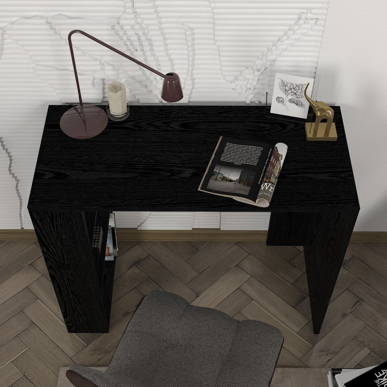 Birou Simplu, Design Modern, UnicUtil, 90 x 40 x 73.8 cm, Negru - eMAG.ro