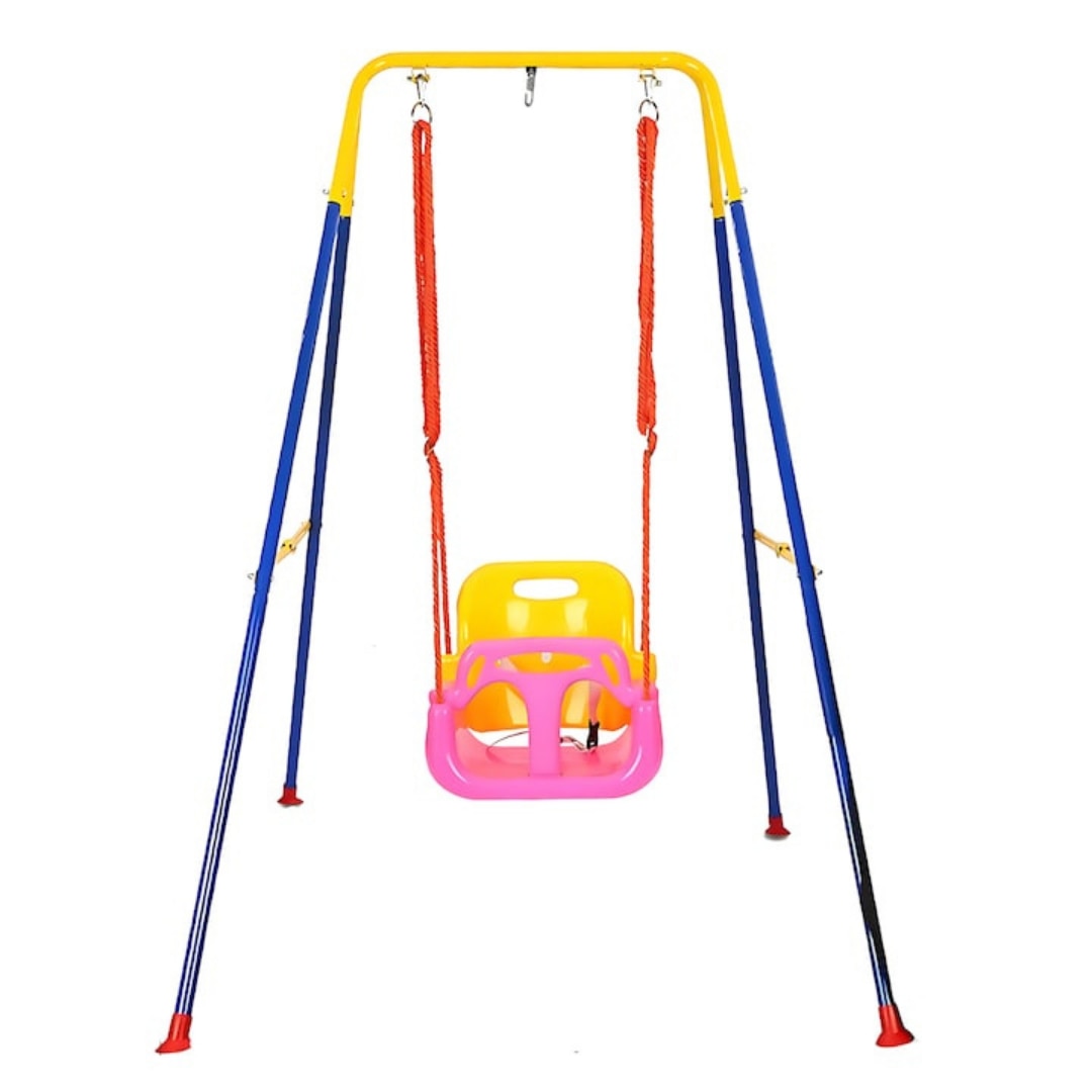 Leagan copii Macvi® 3 in 1 pliabil cu cadru metalic centura de ...