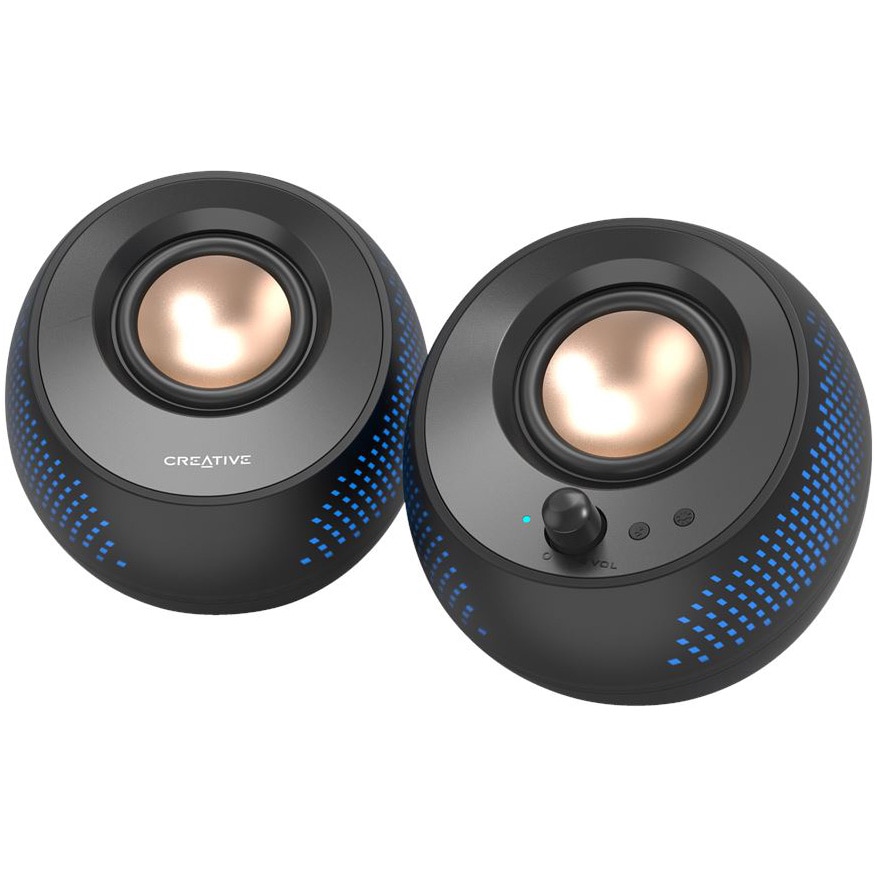 Boxe 2.0 CREATIVE PEBBLE X, Bluetooth 5.3, RGB Lighting, Aux, USB-C ...