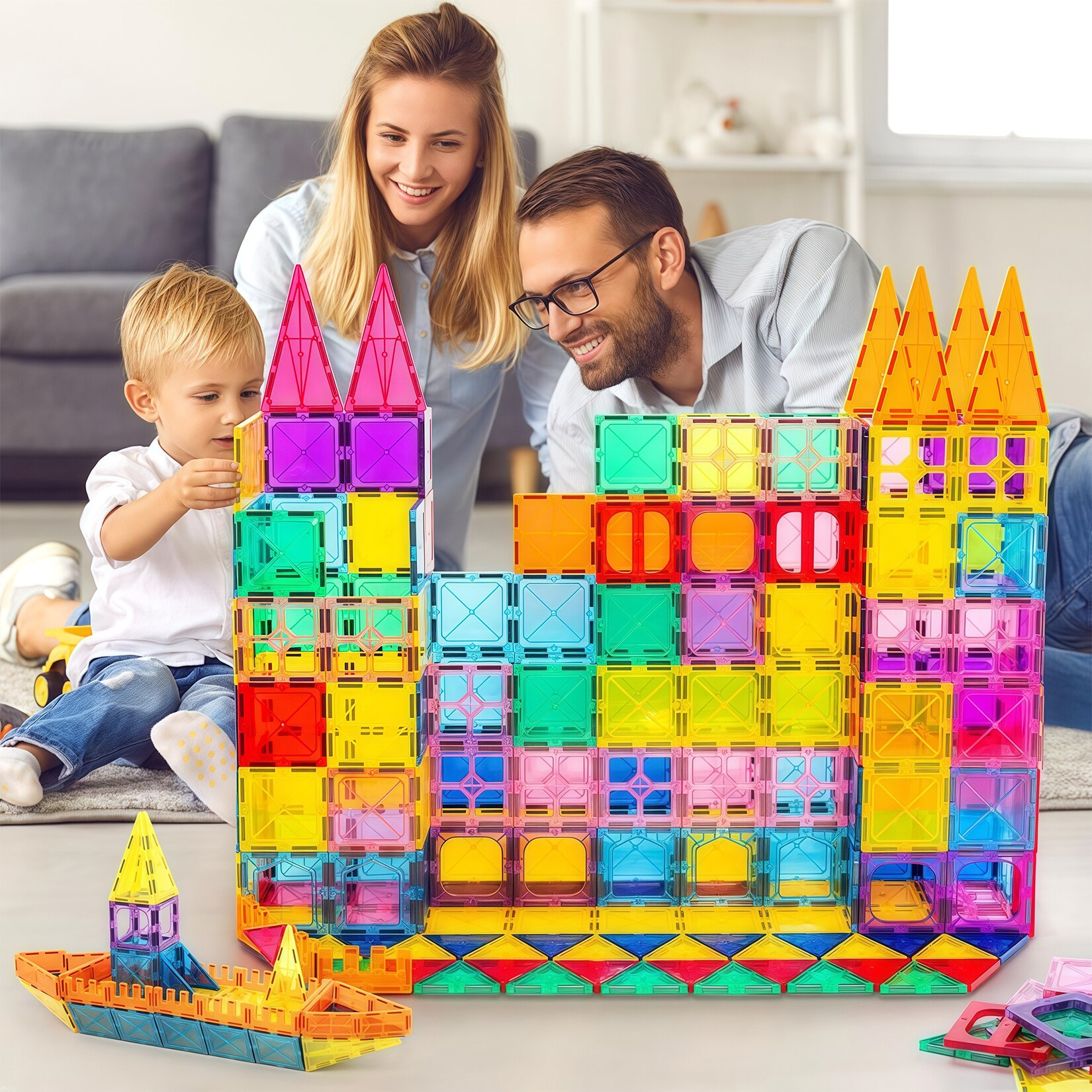 Set de constructie cu placi magnetice, Morovan, Set Inteligent de ...