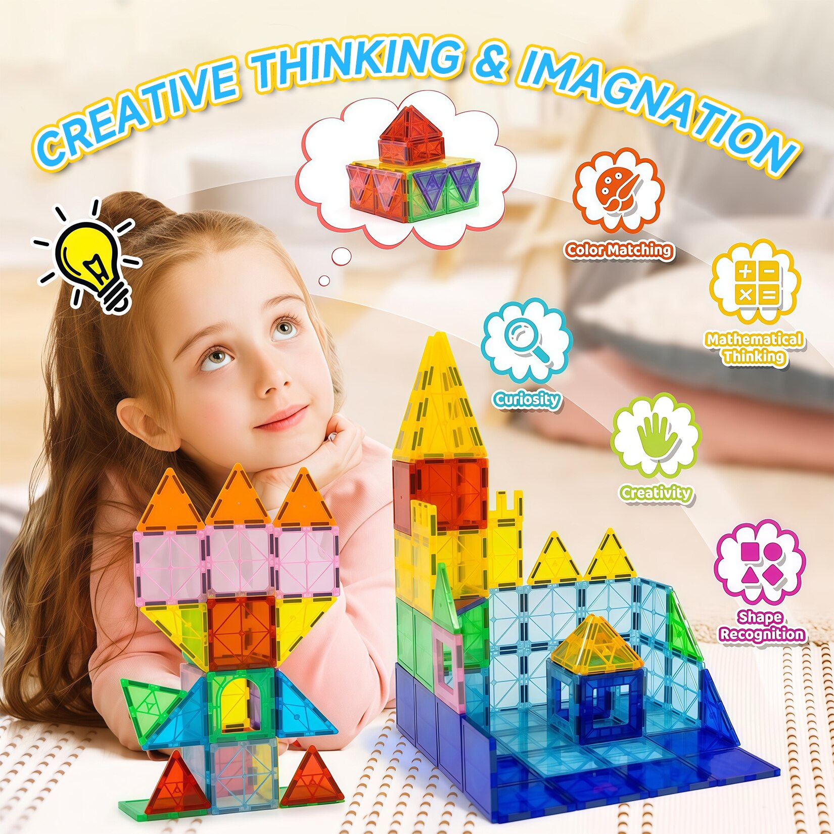 Set de constructie cu placi magnetice, Morovan, Set Inteligent de ...