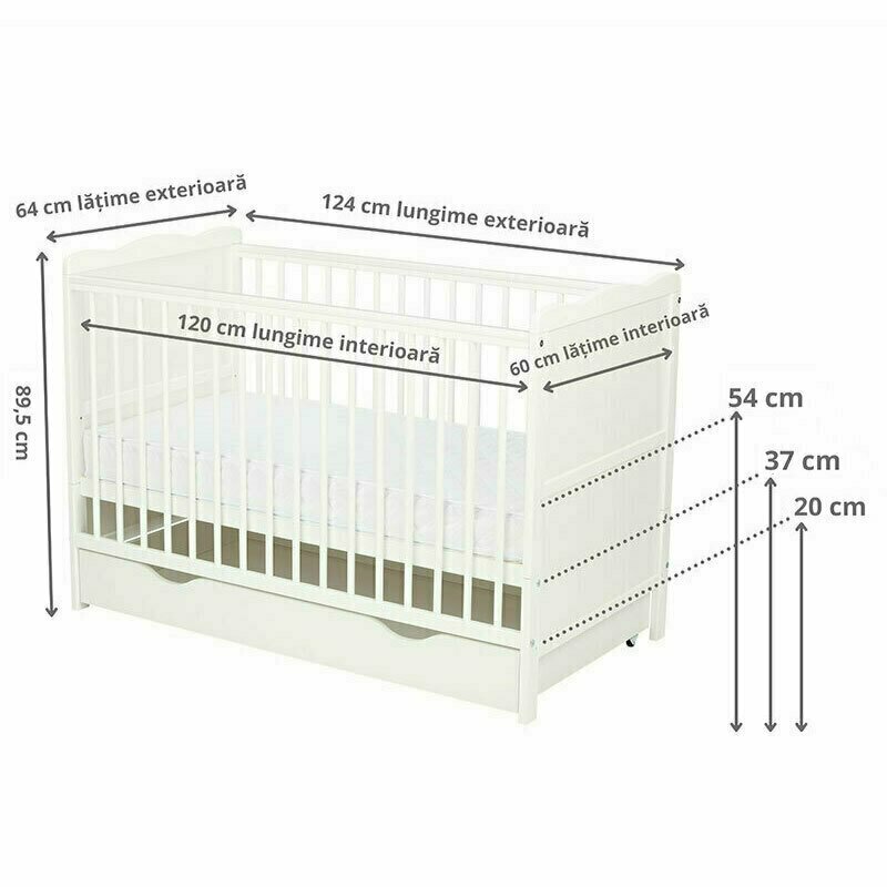 Set mobilier pentru copii, Qmini: Patut multifunctional din lemn de pin ...