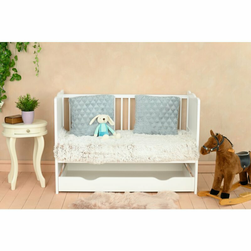 Set mobilier pentru copii, Qmini: Patut multifunctional din lemn de pin ...