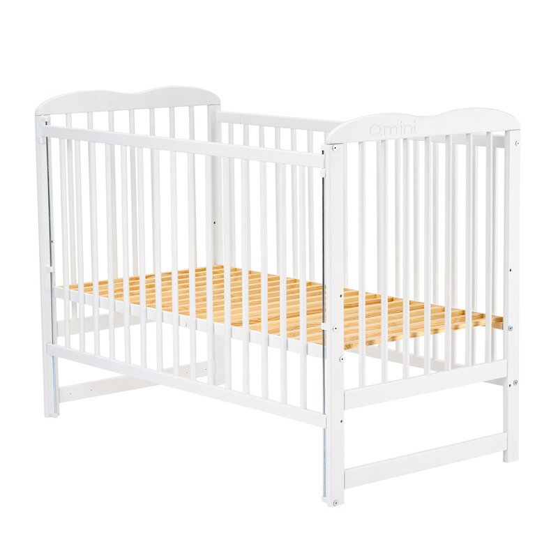 Set mobilier pentru copii, Qmini: Patut din lemn de pin cu roti, cu ...