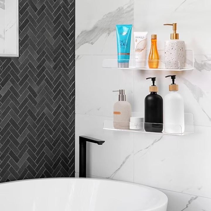 Raft suspendat transparent din acril 38x10x7 cm, polita de perete ...