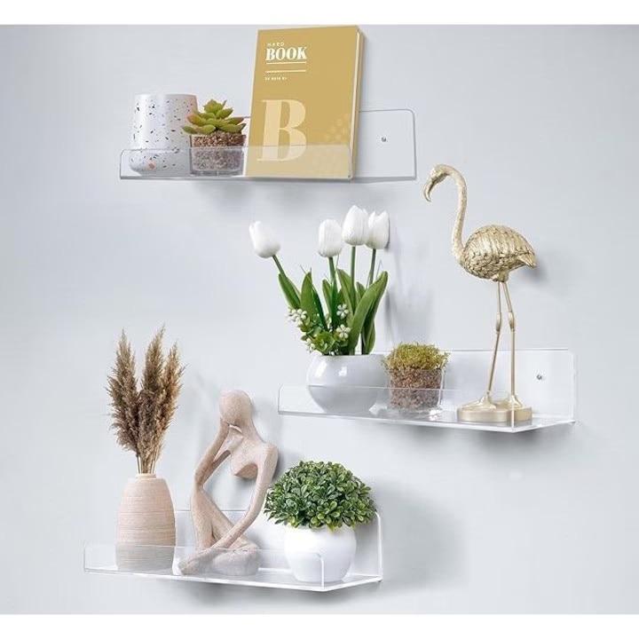 Raft suspendat transparent din acril 38x10x7 cm, polita de perete ...