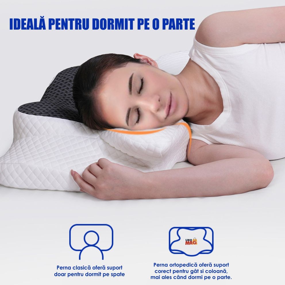 Perna Ortopedica Cervicala pentru dormit Linomag®, Spuma cu Memorie ...