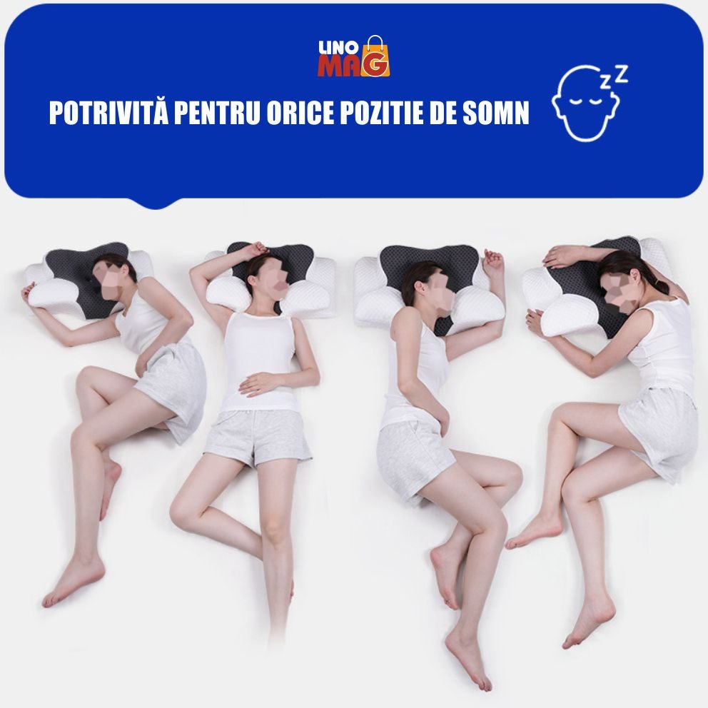Perna Ortopedica Cervicala pentru dormit Linomag®, Spuma cu Memorie ...