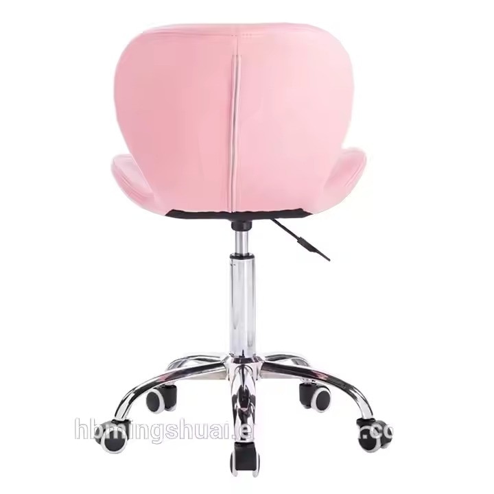 Scaun roz din piele ecologica, rotativ 360°, reglabil hidraulic, cu ...