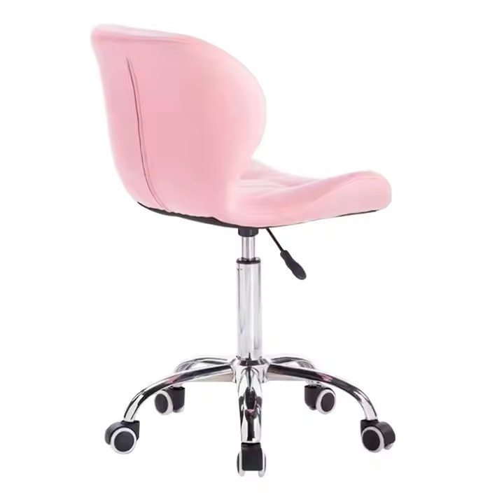 Scaun roz din piele ecologica, rotativ 360°, reglabil hidraulic, cu ...