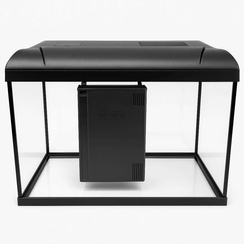 Acvariu sticla 50 litri cu capac, filtru si iluminare LED, 58.5x30x39 ...