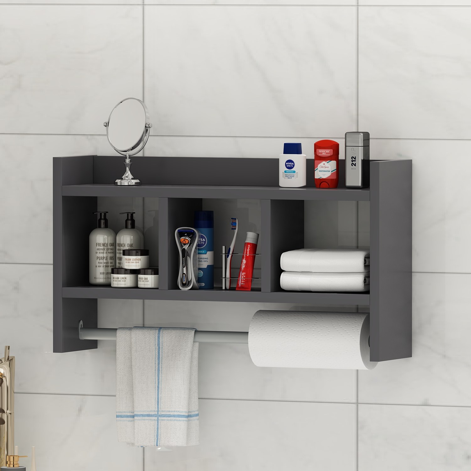 Raft de perete Woody Fashion 63.6x35x14.6cm alb 18mm - eMAG.ro