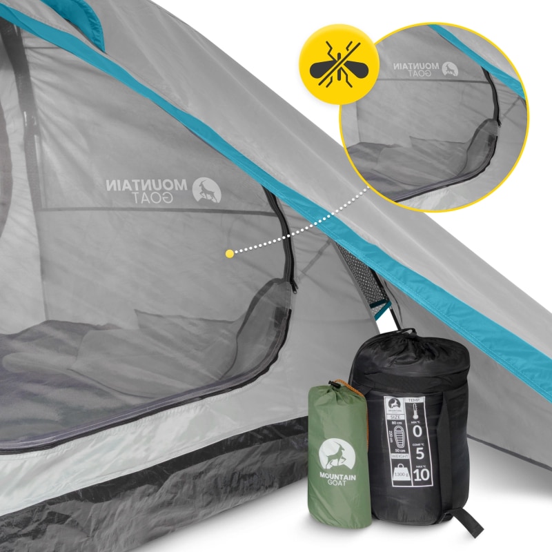 Cort ergonomic pentru aventuri outdoor, PRIME DUO, MOUNTAIN GOAT, 2 ...