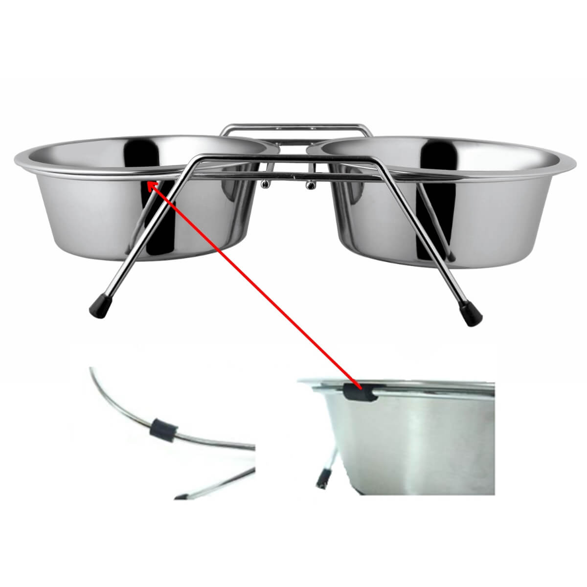 Set 2 castroane cu suport pentru caini/pisici, Juko, 2x0.4L, Stand Anti ...