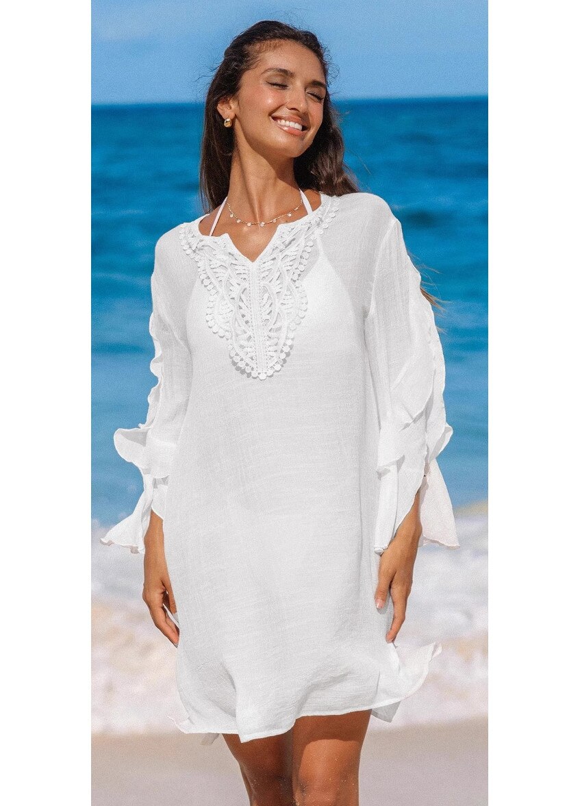 Rochie plaja pentru femei, V-neck, marimea M - eMAG.ro