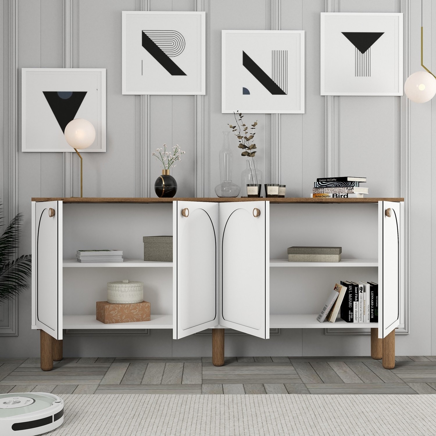 Consola Woody Fashion Bohem 848, alb, PAL, 180x84x35cm - eMAG.ro