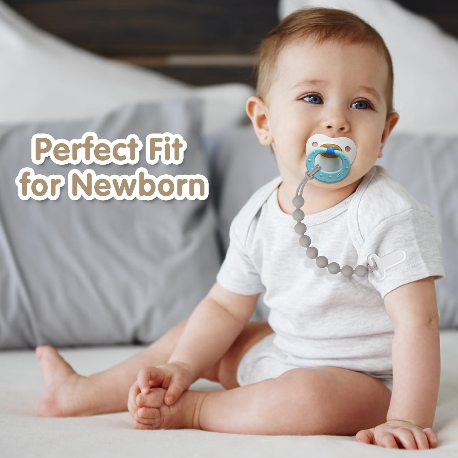 Set 2 Lantisor pentru suzeta din silicon alimentar, fara BPA, +0 Luni ...