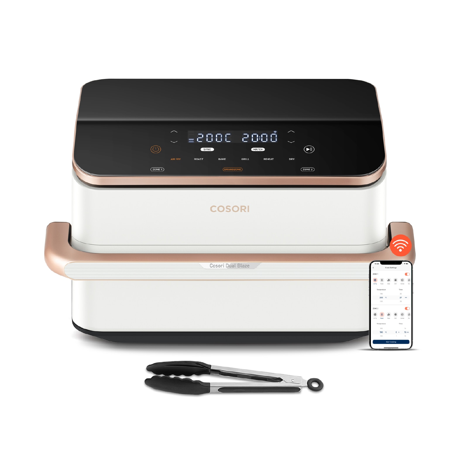 Cosori Dual Blaze TwinFry forrólevegős sütő, 2800 W, 10 liter (5+5), 6 ...