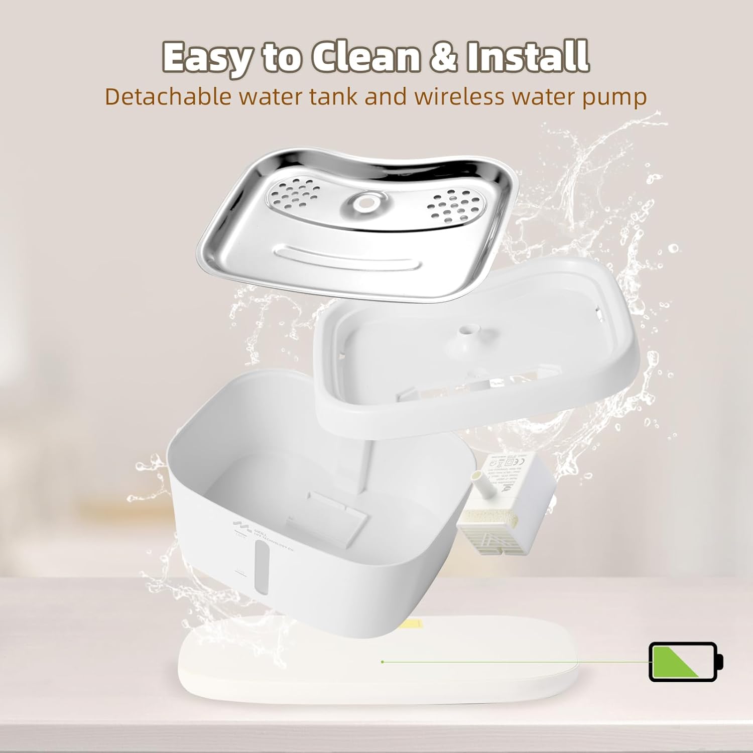 Dispenser de apa pentru pisici, capacitate 2.5L, senzor de miscare 220 ...