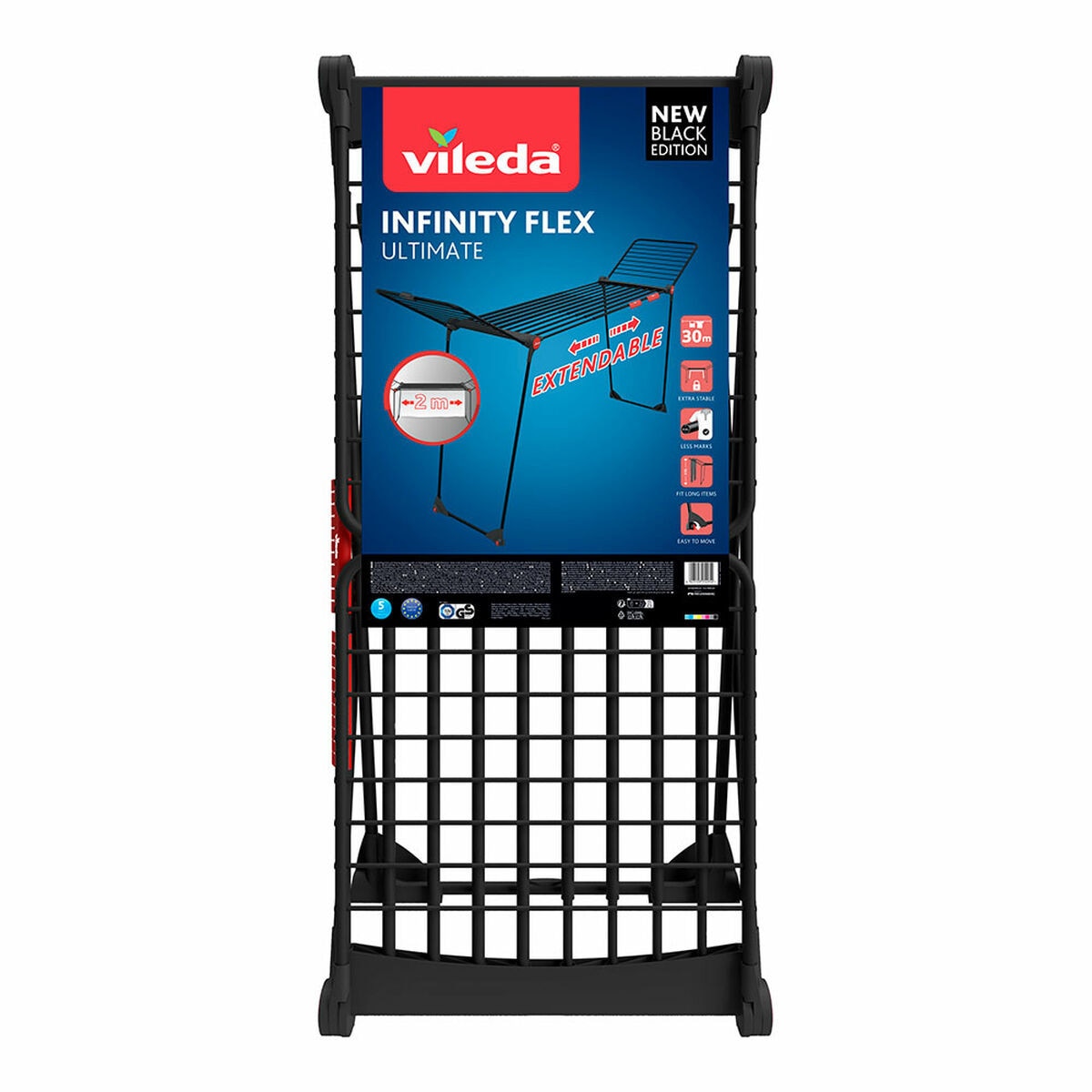 Sfoara de rufe Vileda Infinity Flex Ultimate extensibila, 30 m, cu roti ...