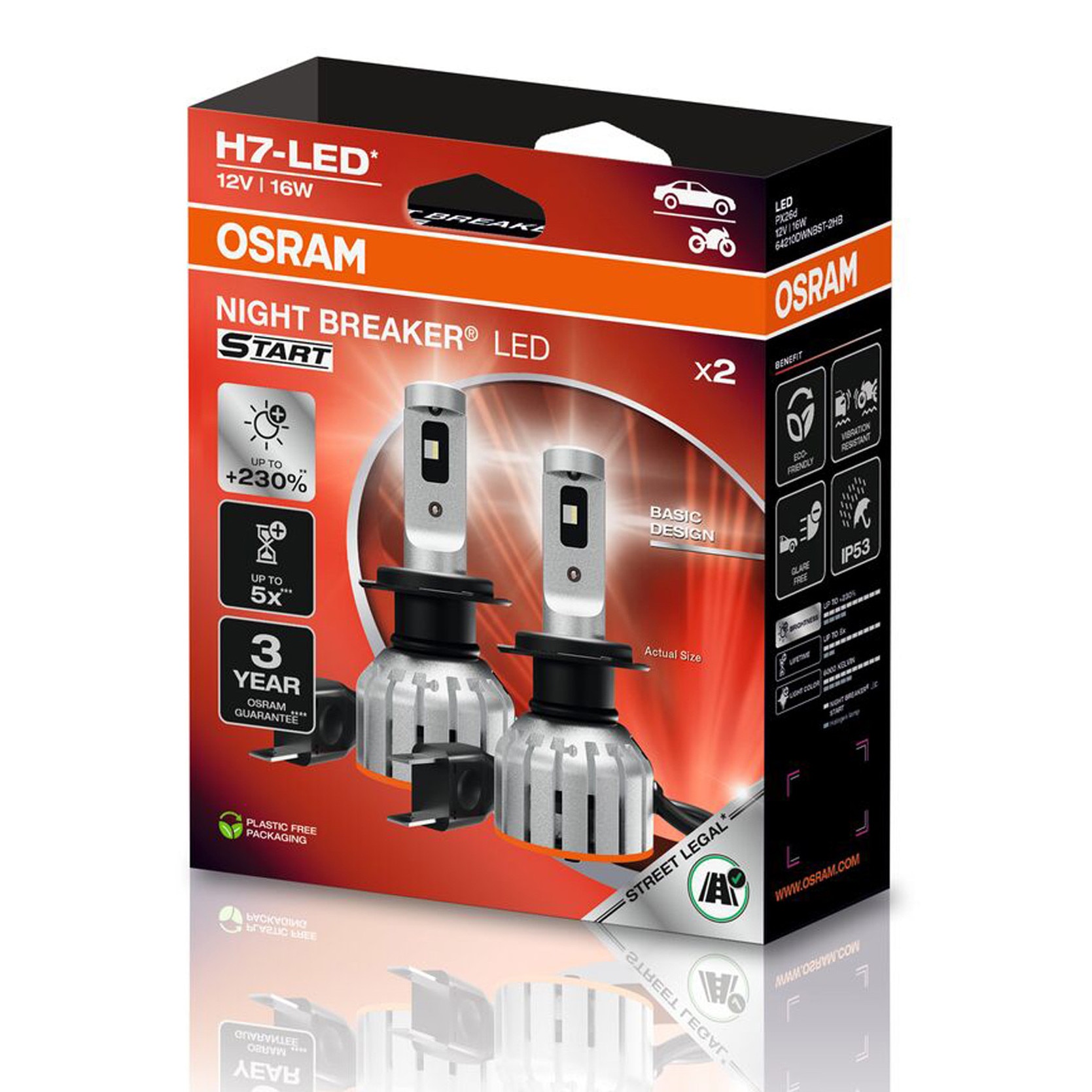 Set Becuri Auto LED – OSRAM NIGHT BREAKER H7-LED START – Omologate RAR ...