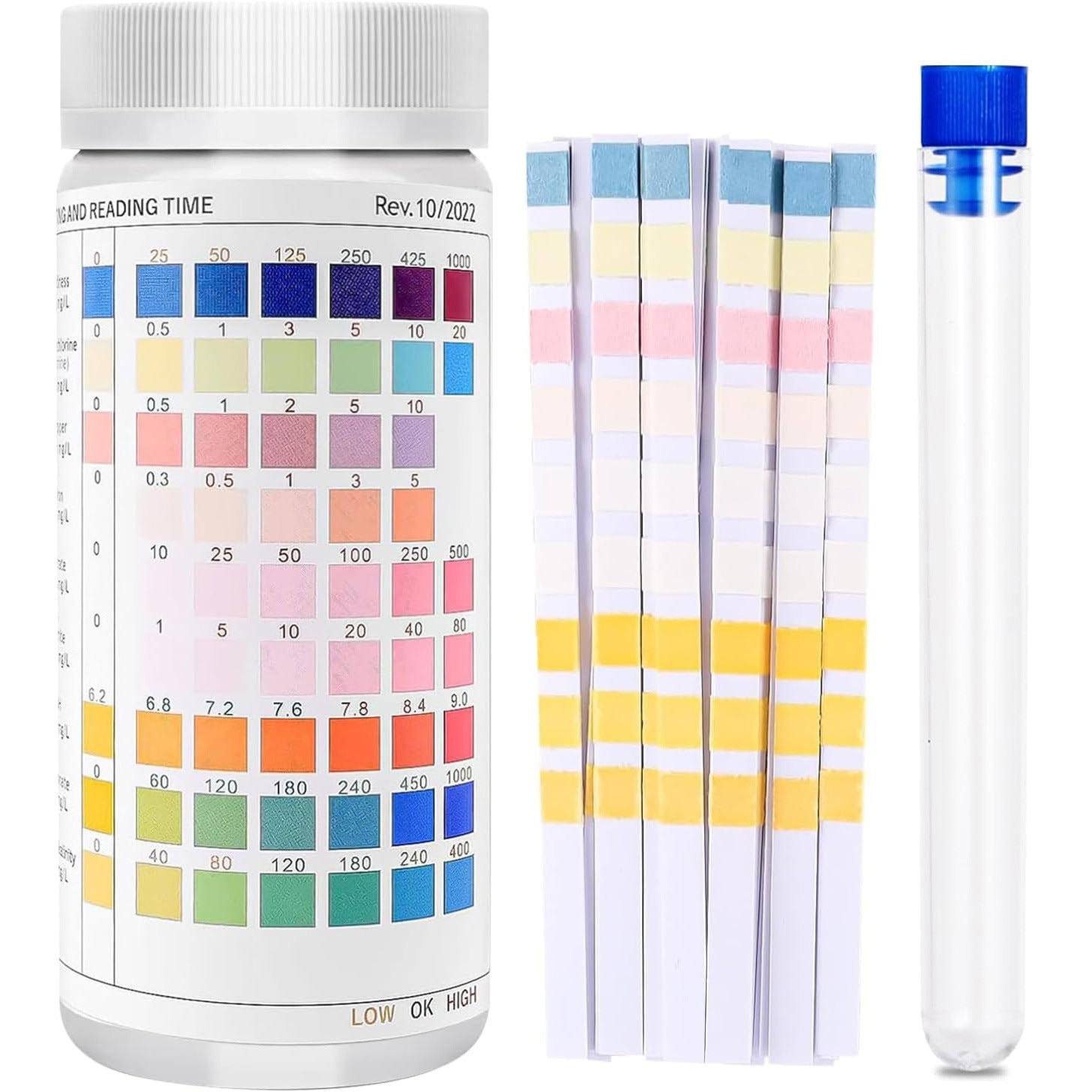 Set testare apa acvariu, PsAyl®, 100 benzi 9 in 1, pentru fier, Cupr ...