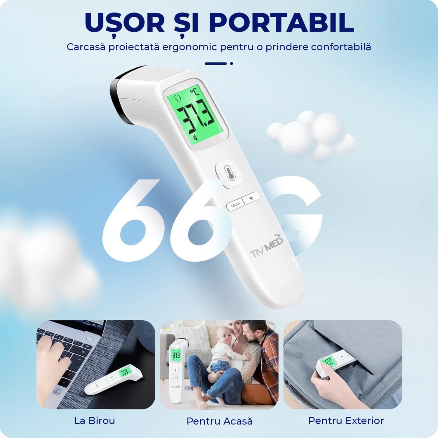 TIV MED Termometru Digital cu Infrarosu Fara Contact pentru Bebelusi ...