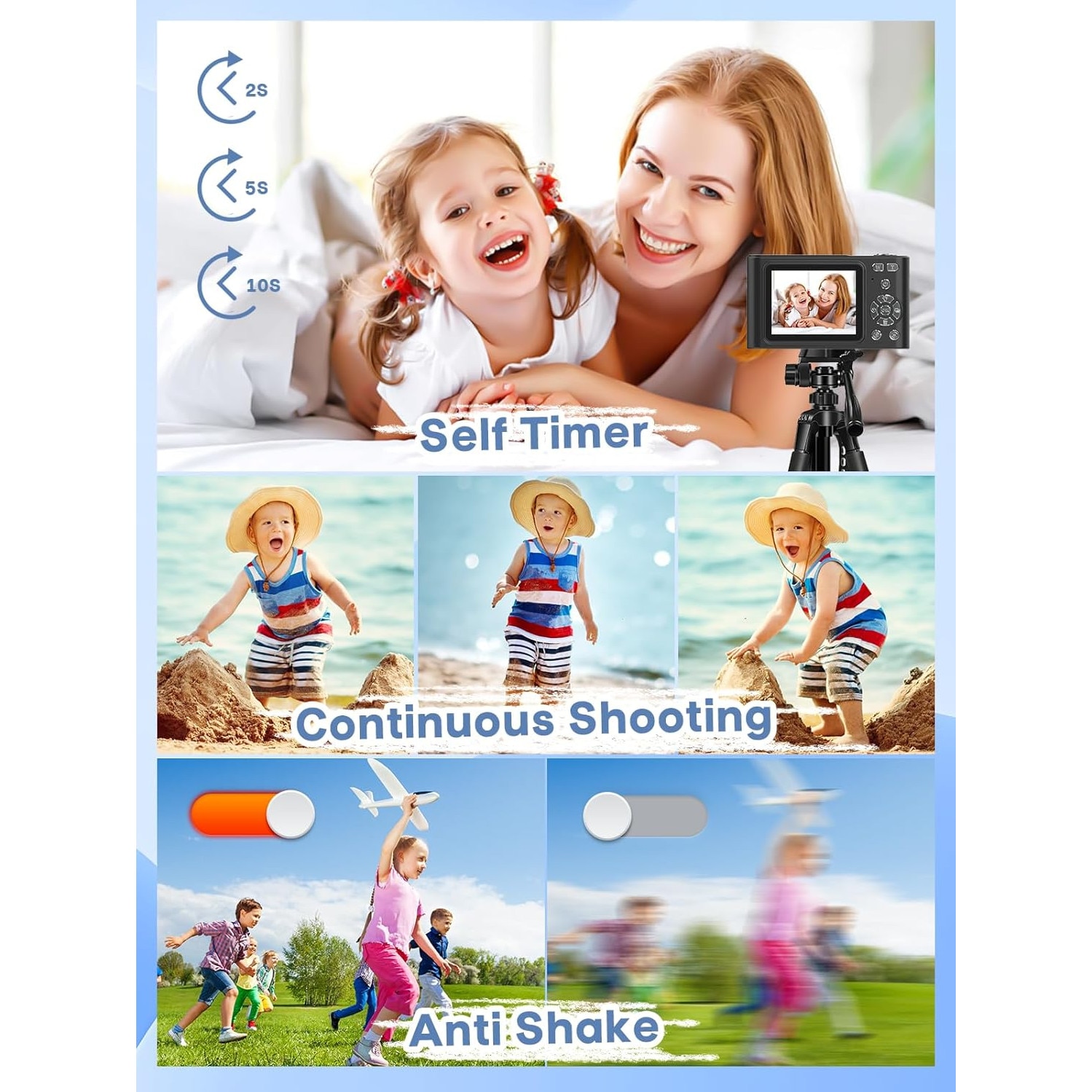 Camera digitala portabila 50MP, 1080P, anti-vibratii, 16x zoom, set cu ...