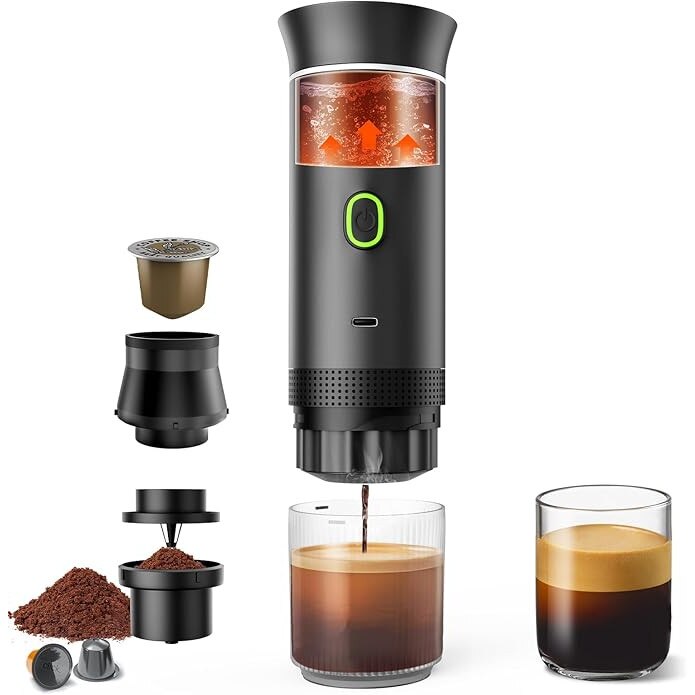 Espressor portabil cu baterii XINLOSHU®, mini espressor auto cu 20 de ...