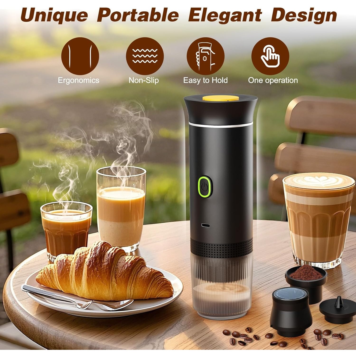 Espressor portabil cu baterii XINLOSHU®, mini espressor auto cu 20 de ...