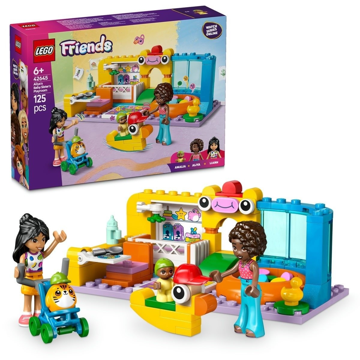 LEGO® Friends - Camera de joaca a surorii mai mici a Aliyei 42645, 125 ...