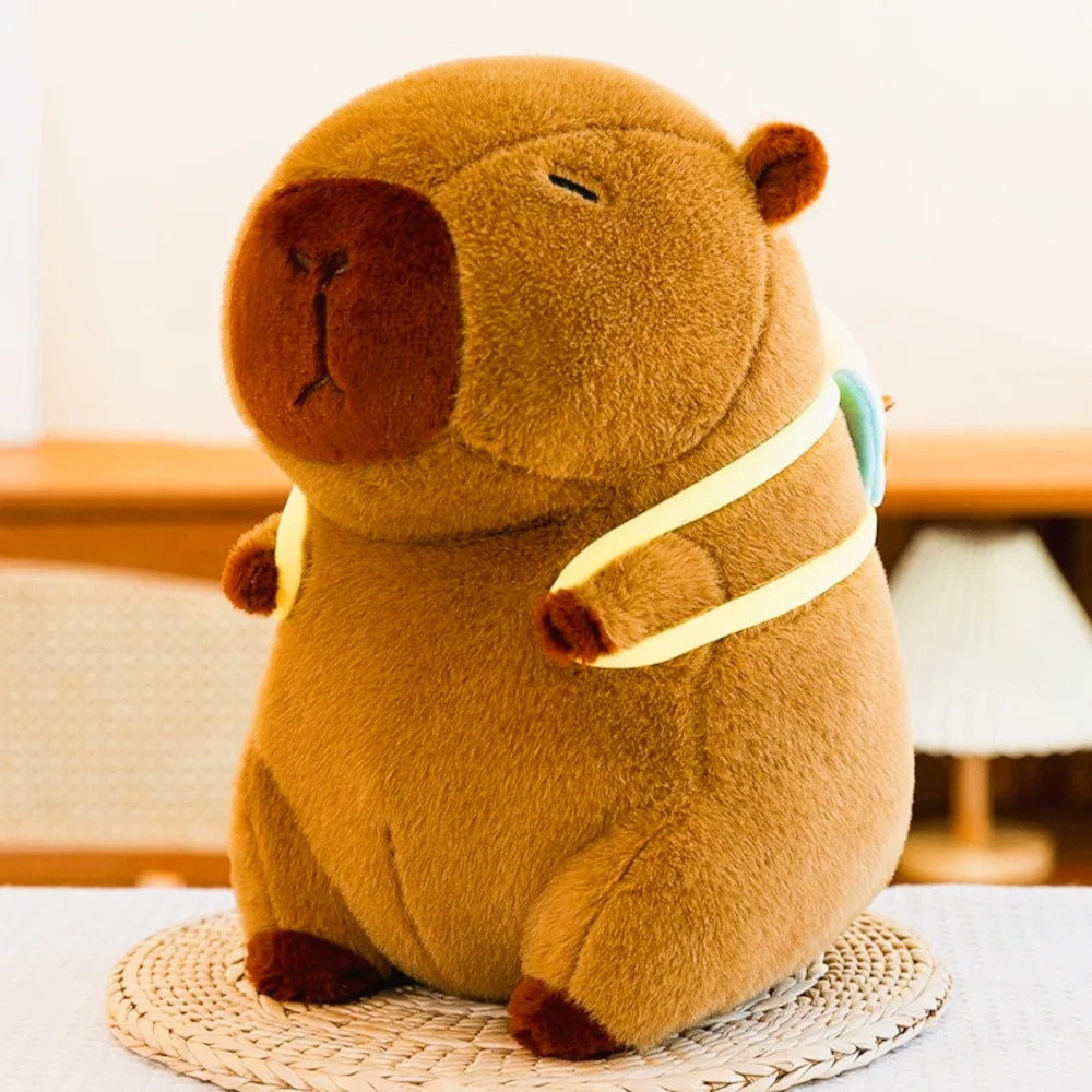 Jucarie din Plus Capybara cu Rucsac si Paturica, Culoare Maro, Moale si ...