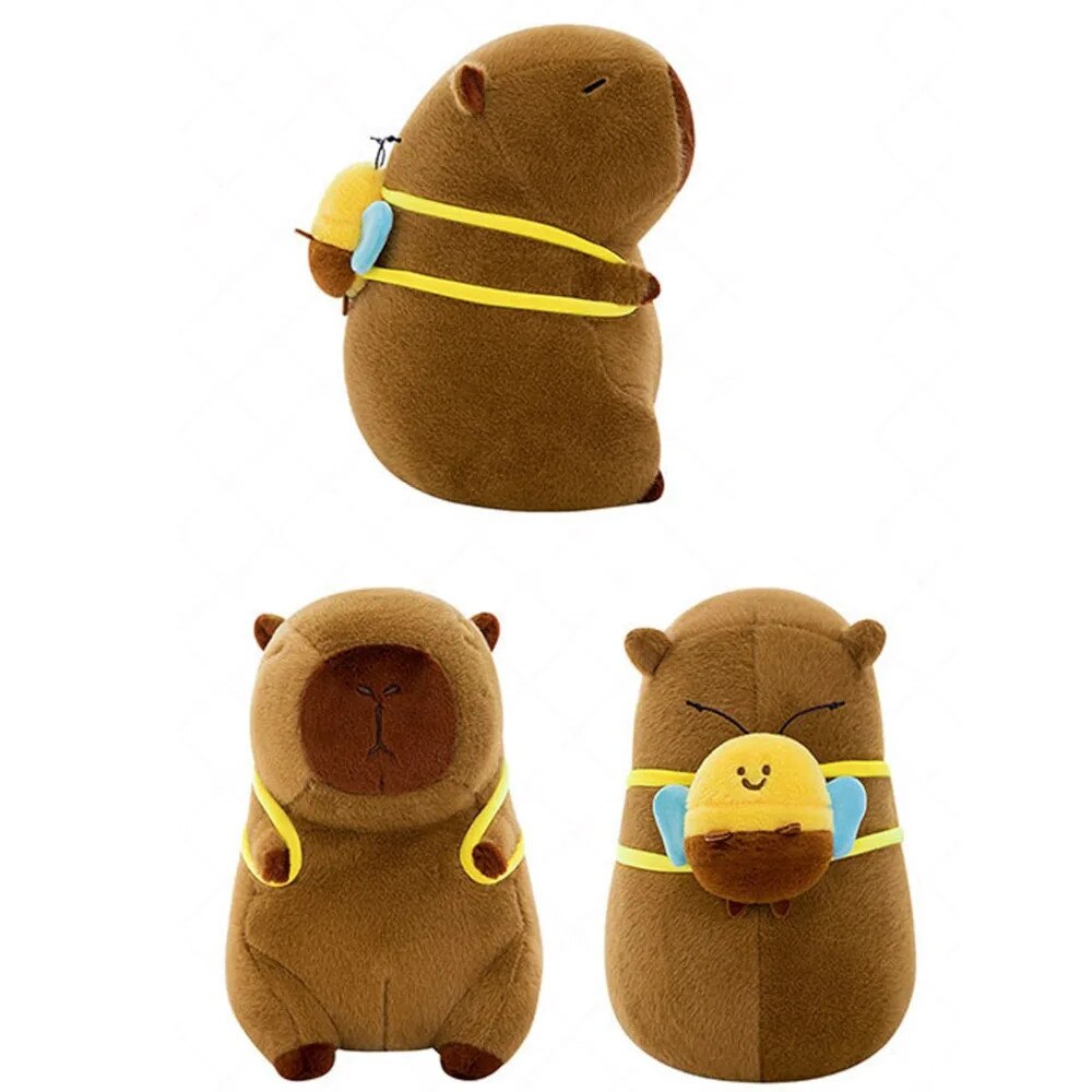 Jucarie din Plus Capybara cu Rucsac si Paturica, Culoare Maro, Moale si ...