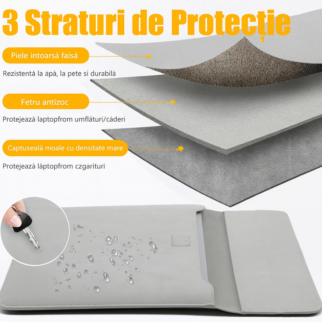 Husa Laptop 13-14 inch, 4 in 1 cu foldable stand, compatibila cu ...