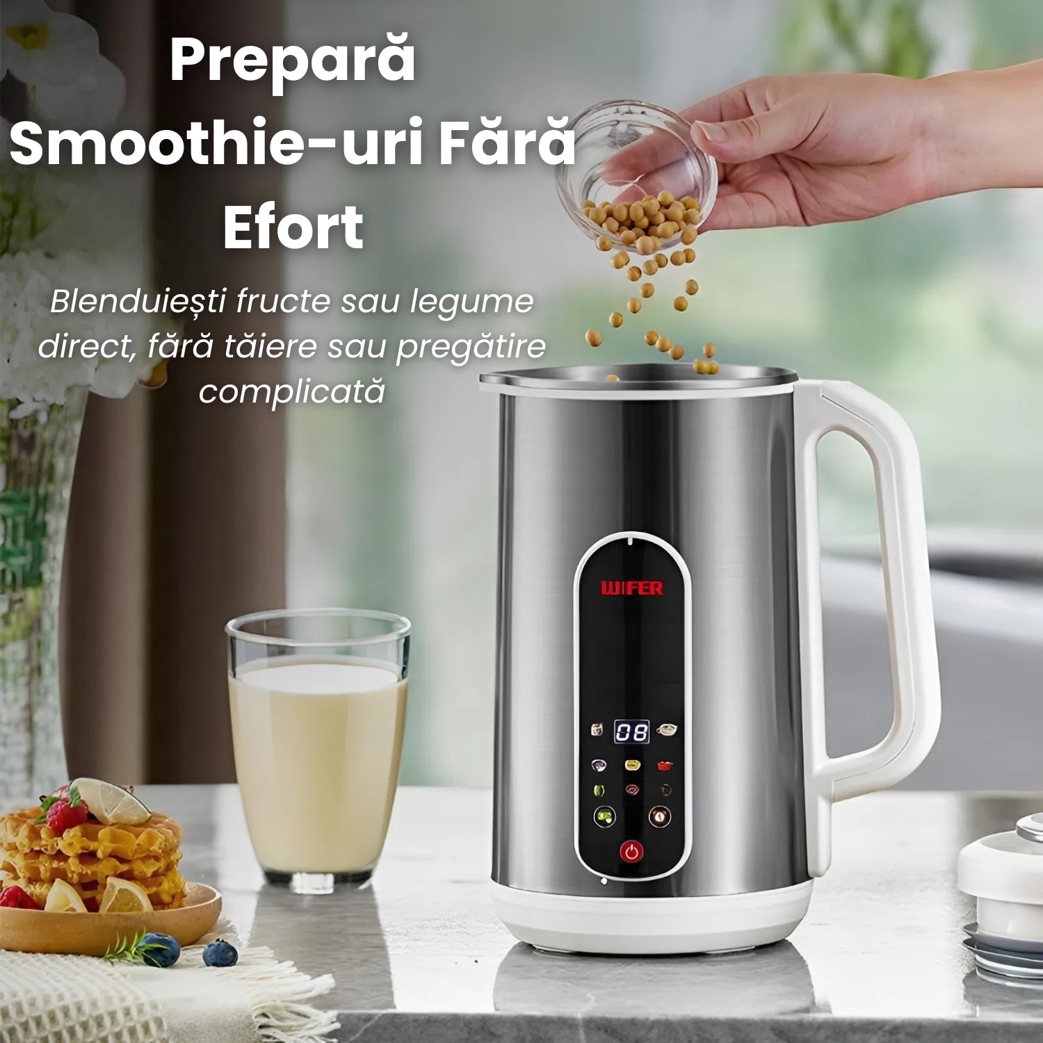 Aparat Lapte Vegetal, Smoothie Maker, 1200ml, Supe Crema, Porridge ...