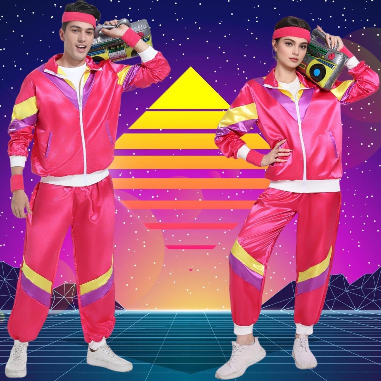 Costum retro anii '80, roz, XXL - eMAG.ro